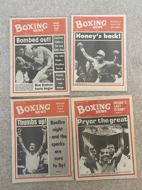 4X VINTAGE 1980S Boxing News Magazines Various Boxers Graham Hagler ...