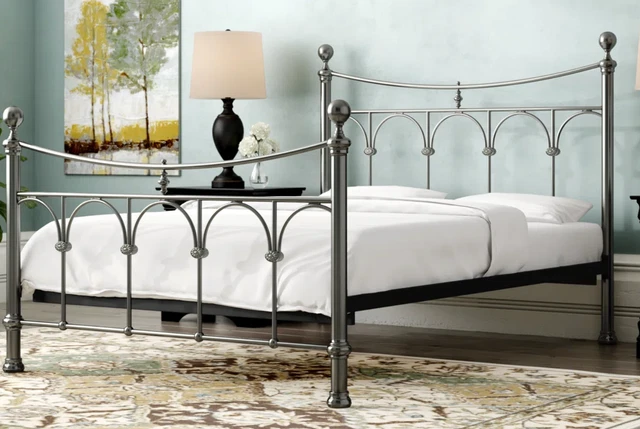 KING BED FRAME / Metal Corbin King Size / Antique Nickel £167.10 ...