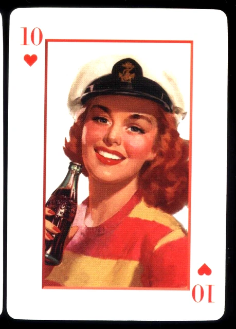 WIDE PLAYING CARD Coca Cola Female Wearing Sailing Cap Hat Holds Bottle ...