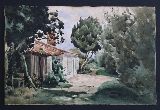 AQUARELLE ANCIENNE PAYSAGE XIXe Signée en bas à Droite Inscription au Dos EUR 90,00 - PicClick FR