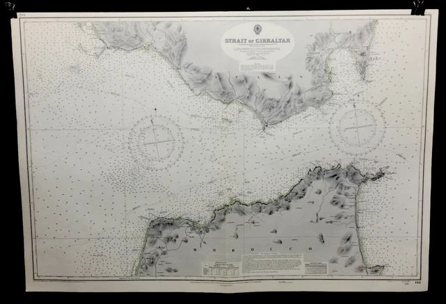 VINTAGE ADMIRALTY CHART. No.142. STRAIT OF GIBRALTAR. 1938 Edition. £49 ...