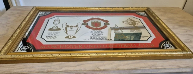 MANCHESTER UNITED FC Vintage 22”x14” Football Mirror 1980 Cup Winners ...