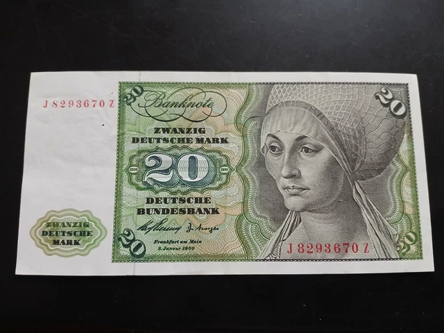 DM 20 SCHEIN Deutsche Mark Schein Banknote von 1960 - Serie J/Z - Top Erhaltung EUR 37,00 ...