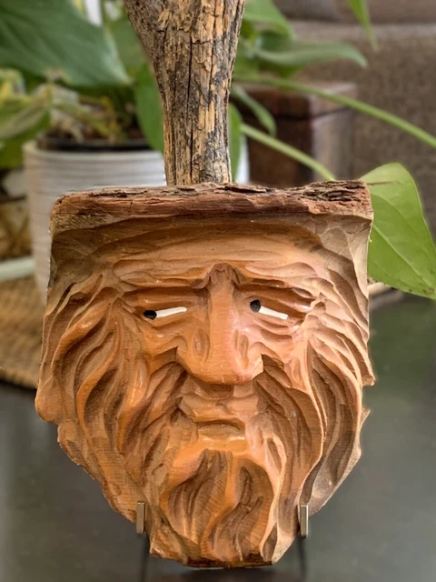 BLACK FOREST Wood Carving Bearded Tree Spirit (Aged Man) Head - 26cm ...