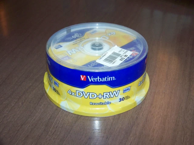 30 PACK VERBATIM Blank 4X Dvd+Rw 4.7Gb Rewritable Dvd Disc (Sealed Box ...