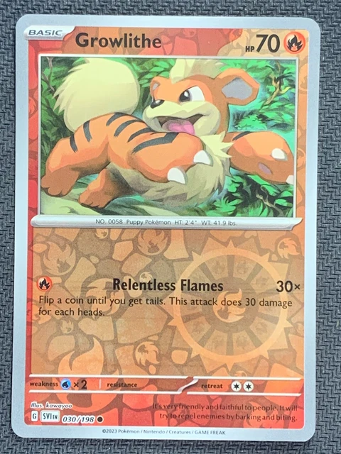 GROWLITHE 030/198 COMMON Scarlet & Violet Pokemon Card 2023 Reverse ...