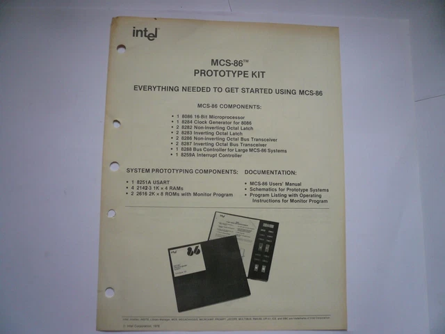 INTEL BROCHURE MCS-86 Prototype Kit 1978 EUR 1,00 - PicClick FR