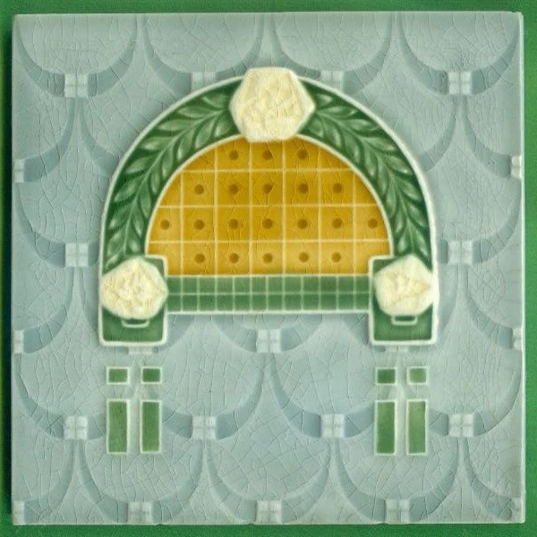JUGENDSTIL FLIESE KACHEL, Art Nouveau Tile, Tegel, NSTG, Blütenbogen Relief £21.37 - PicClick UK