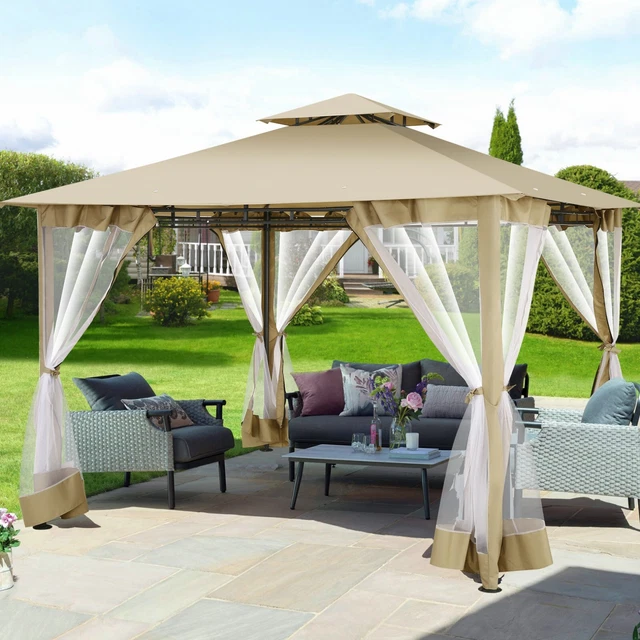 PADIGLIONE DOPPIO TETTO 3x3/3,3x3,3 m gazebo pieghevole stabile pop-up ...