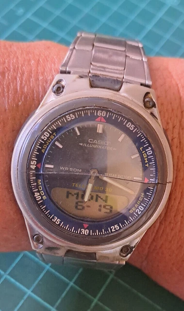 VINTAGE CASIO AW-80 Telememo 30 DIGI-ANA Watch *Working Full* poor ...