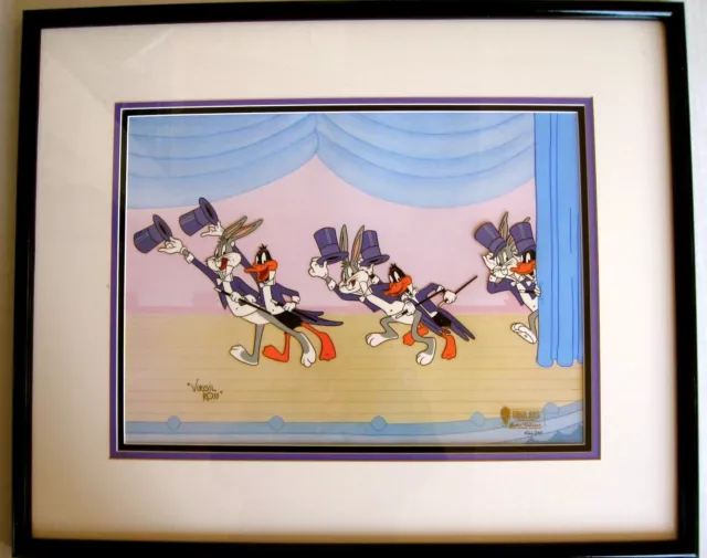 Warner Brothers Cel Bugs Bunny Daffy Duck Elmer Fudd Cheers Signed
