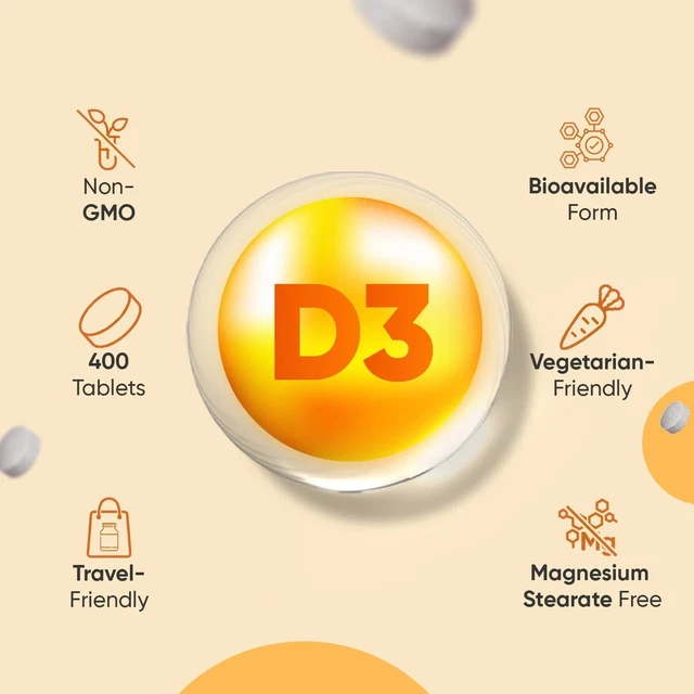 VITAMIN D3 - 400 Tablets - 4000IU - 1+ year supply - Teeth, Bone ...
