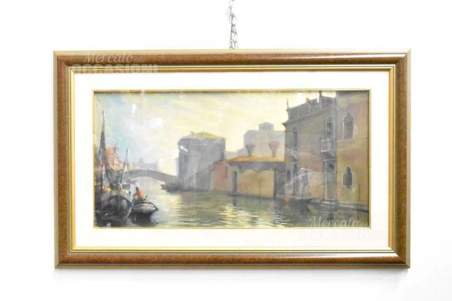 QUADRO QUADRO DIPINTO Di Chioggia Autore Alberto Cavallari 77 X 47 Cm ...
