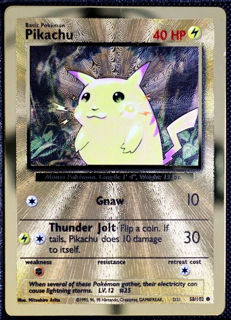 POKEMON PIKACHU 58/102 Gold Metal Celebrations UPC Near Mint Condition ...