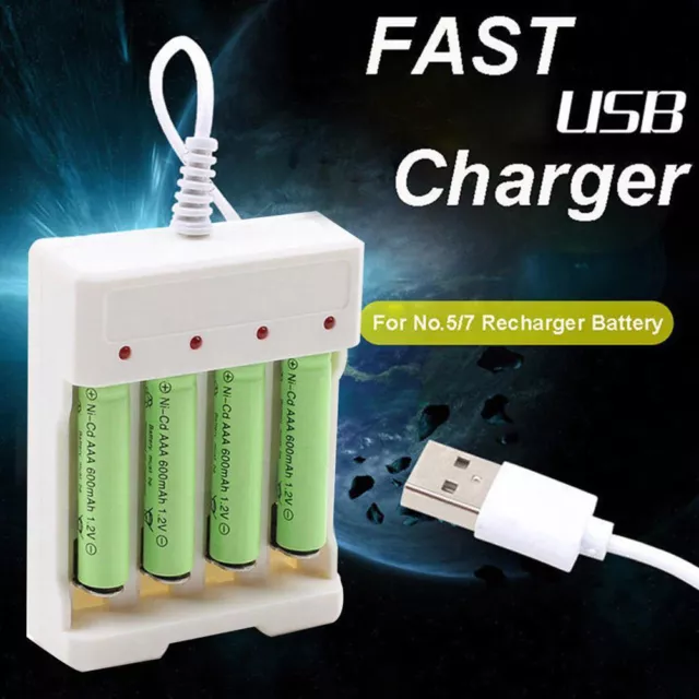 1.2V UNIVERSAL 4 Slot AA/AAA Rechargeable Battery Charger Adapter USB P ...