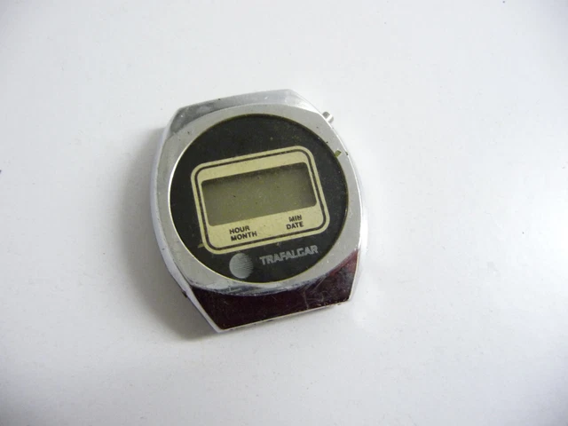 VINTAGE TRAFALGAR LCD digital display wrist watch head; 1970's era £8. ...