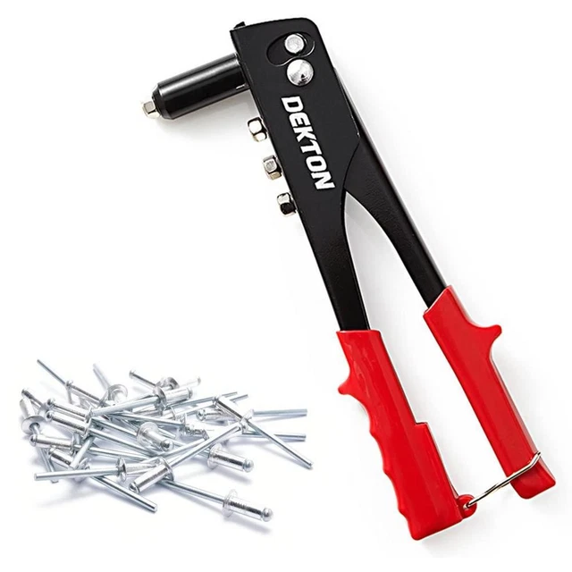 HEAVY DUTY 4 Head Nozzle Pop Rivet Gun Hand Riveter Tool + 60 Blank ...