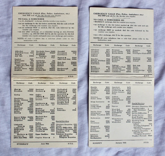 2 X GPO DIALLING CODE CARDS TELEPHONE DRAWER INSERTS ROMSEY And 2-x-gpo-dialling-code-cards-telephone-drawer-inserts-romsey-and