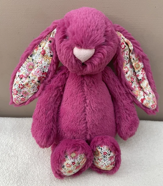JELLYCAT SMALL BASHFUL Rose Blossom Bunny Soft Baby Toy Deep Pink ...