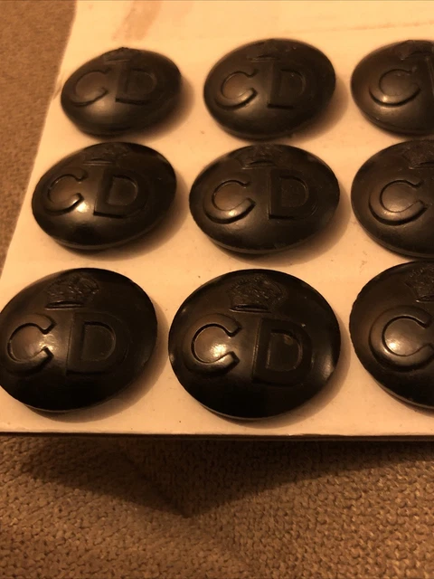 ORIGINAL CARDED BRITISH Civil Defence Bakelite 17mm Uniform Buttons ...