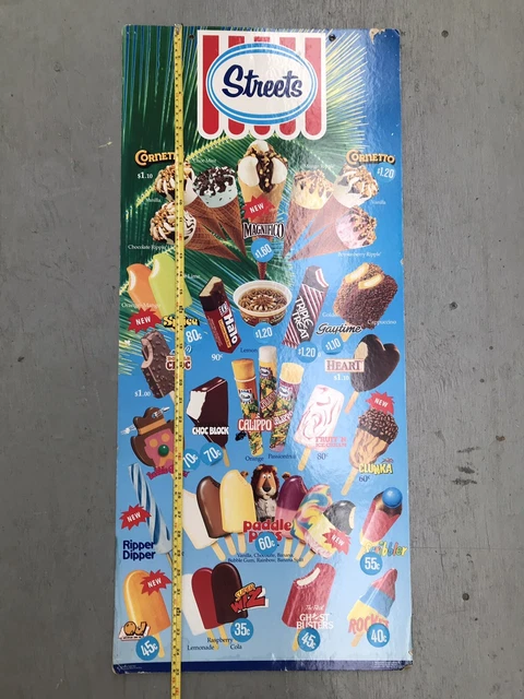 STREETS ICE CREAM 1980s Milk Bar Shop Display Cardboard Sign ...