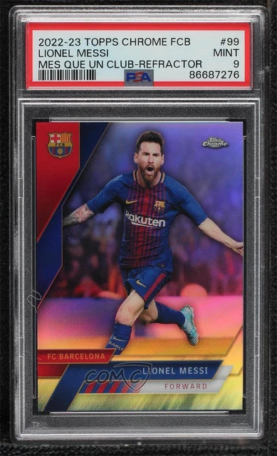 2022-23 TOPPS CHROME FC Barcelone réfracteur Lionel Messi #99 PSA 9 ...