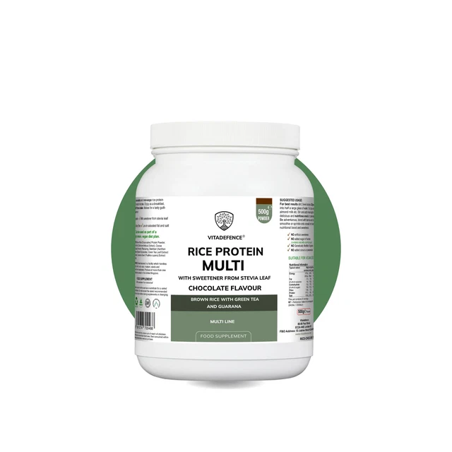 VITADEFENCE® RICE PROTEIN Multi | Chocolate Flavour Powder with Green ...