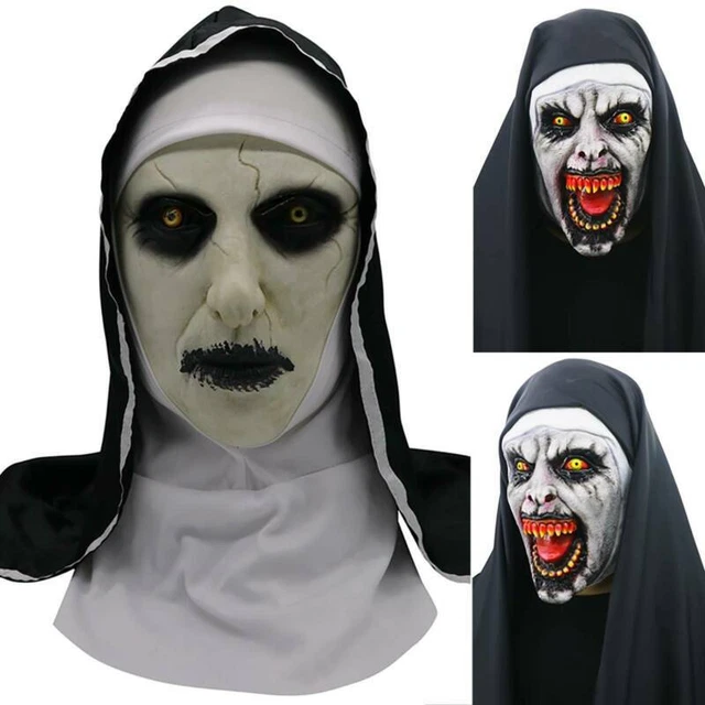 THE HORROR SCARY Nun Latex Mask w/Headscarf Valak Cosplay Halloween ...