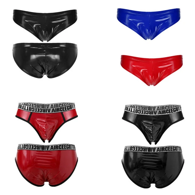 Sexy Herren Wetlook Lederoptik Slip Bikini Briefs Panties Swim Höschen