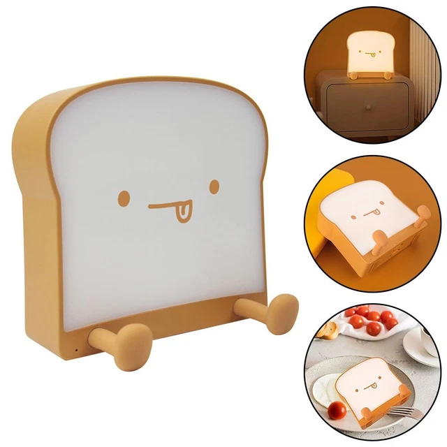 LED NIGHT LAMP Toast Bread Rechargeable Lamp Brown Cartoon Design ...