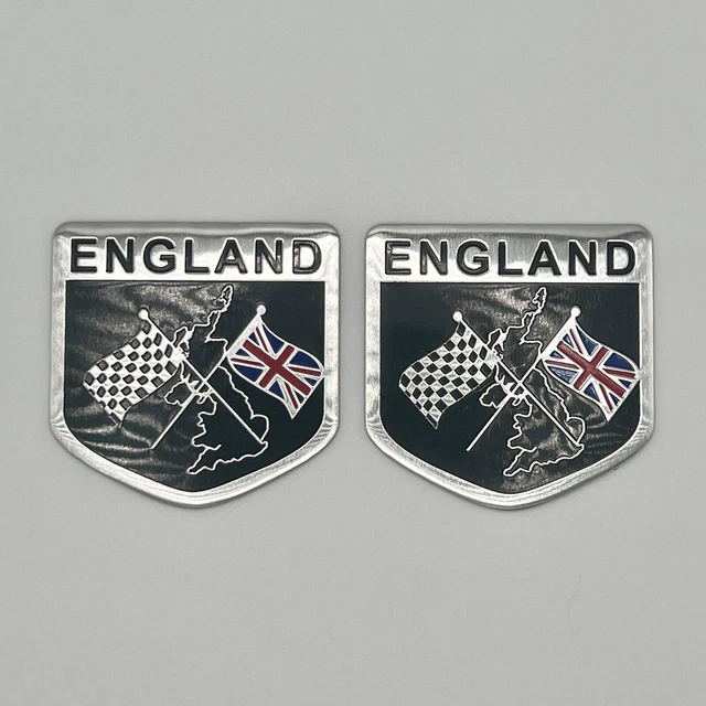 2X ENGLAND RACING Flag Car Emblem Badge English UK Sticker 2"x 2.5 ...