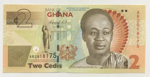 GHANA 2 CEDIS 6-3-2010 Pick 37A UNC Uncirculated Banknote £6.59 ...