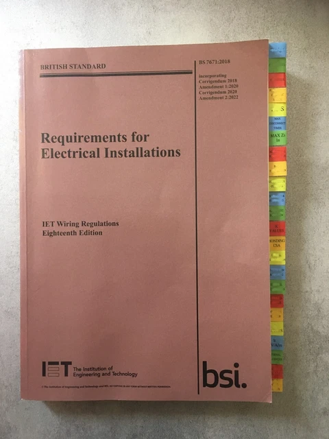 PAGE MARKER TABS for BS 7671 18th Edition Wiring Regulations AND On ...