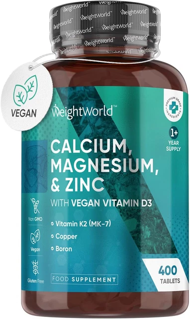 CALCIUM MAGNESIUM ZINC and Vitamin D Supplement | 1+ Year Supply | 400 ...