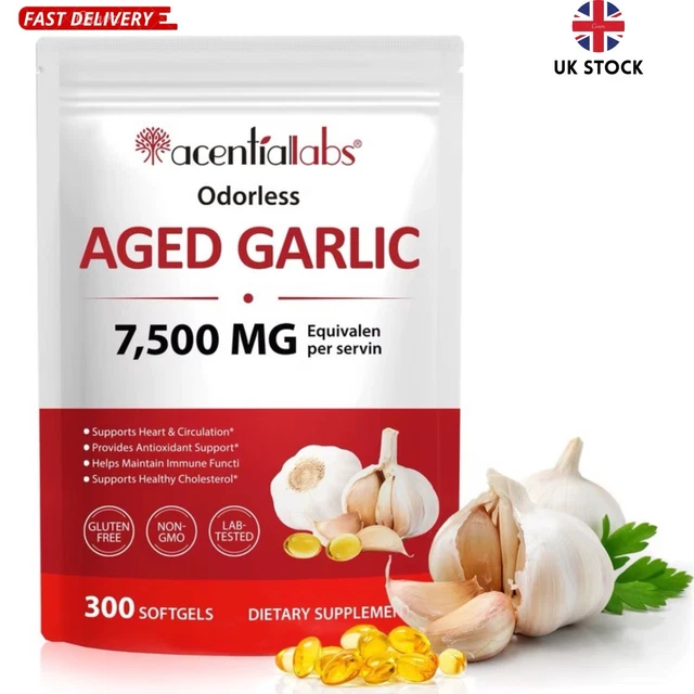 AGED GARLIC EXTRACT 7500mg 300 Softgels Odorless High Strength Heart ...