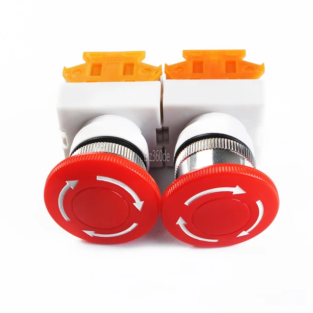 2PCS EMERGENCY STOP Switch Red 600V 1 NC 10A Contacts E-stop Twist ...