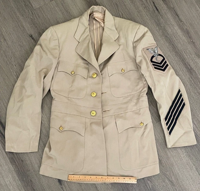 VTG WWII HERMAN Cohn Usn Military Khaki Jacket Chief Petty Officer ...