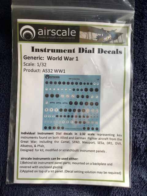 AIRSCALE MODEL AIRCRAFT WW1 Cockpit Instrument Dial decals -1/32scale ...
