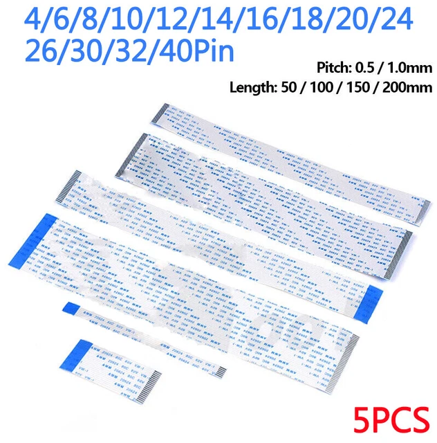5PCS 4/6/8/10-30/32/40PIN 0.5/1.0MM Pitch FFC/FPC Flexible Flat Cable ...
