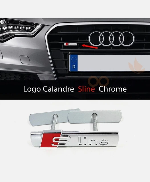 LOGO INSIGNE EMBLÈME SLine calandre avant Gris Chrome 87x20 MM pour ...