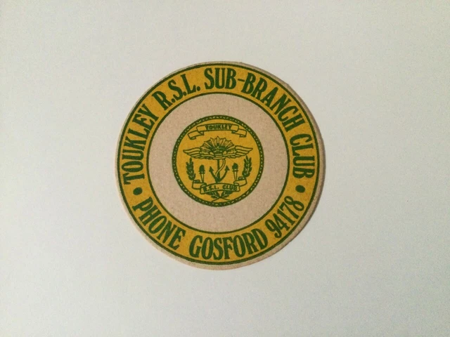 COLLECTABLE BEER COASTER - Toukley RSL Sub-Branch Club $3.50 - PicClick AU