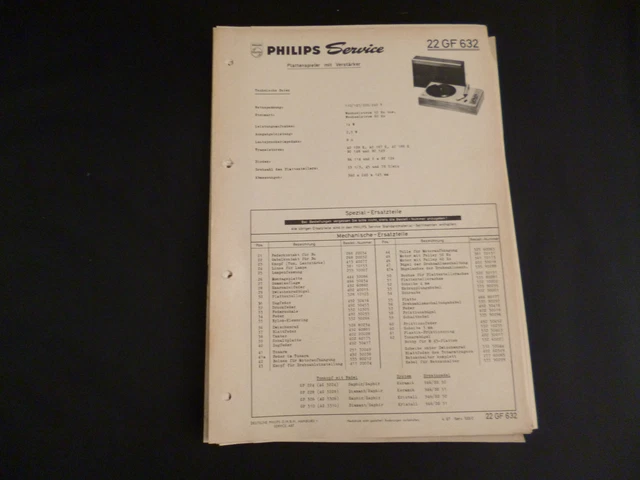 MANUALE DI SERVIZIO originale Philips 22 GF 732 EUR 11,50 - PicClick IT