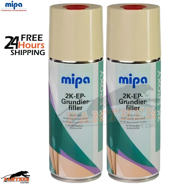 MIPA 2K EPOXY PRIMER FILLER Spray with Hardener (X2) 400ml Car Paint ...