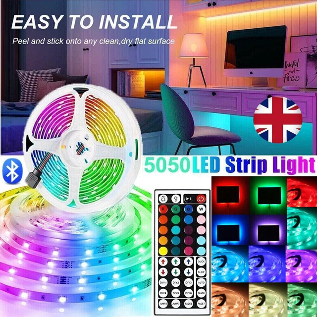 LED STRIP LIGHTS 1-20M 5050 RGB Colour Changing Tape Cabinet Kitchen TV ...