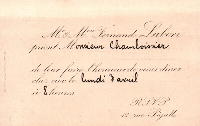 CARTE ANCIENNE - 1890/1900 - Carte D'invitation Manuscrite EUR 5,00 ...