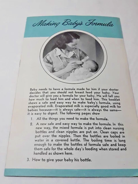 VINTAGE 1951 MAKING Baby's Formula Booklet, Evaporated Milk Association ...