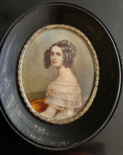 PORTRAIT MINIATURE XIXÈME la princesse Alexandra de Bavière par J. Karl ...