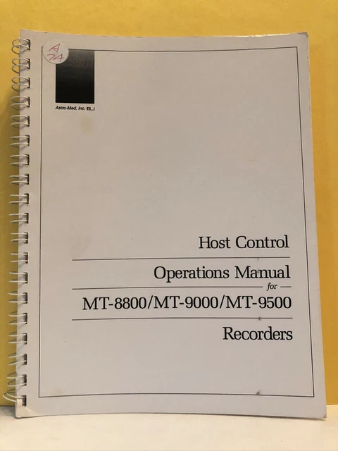 MANUEL D'EXPLOITATION DU contrôle de l'hôte Astro-Med 22834089 MT-8800/9500/9000 EUR 38,87 ...