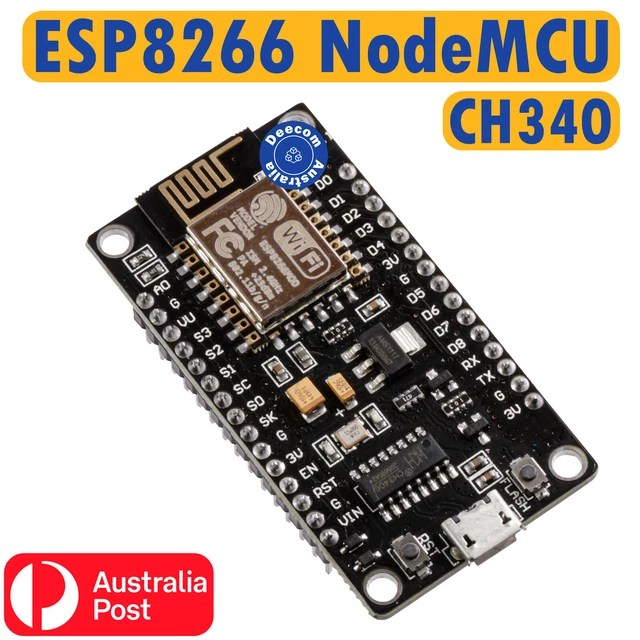 ESP8266 NODEMCU CH340 WiFi Module 32-bit 4MB Flash 80MHz Micro USB 802. ...
