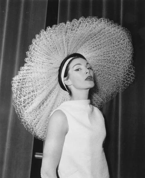 FRENCH MODEL LUCIE Daouphars aka Lucky wearing a tulle ball hat fr- Old ...